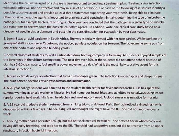 SOLVED: Texts: Identifying the causative agent of a disease is very ...