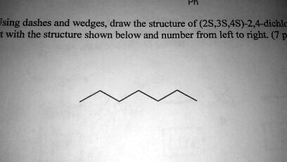 Using dashes and wedges, draw the structure of...