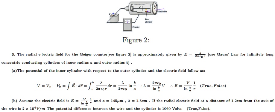 SOLVED: Figure 2: The radial electric field for the Geiger counter, as shown in figure 2, is ...