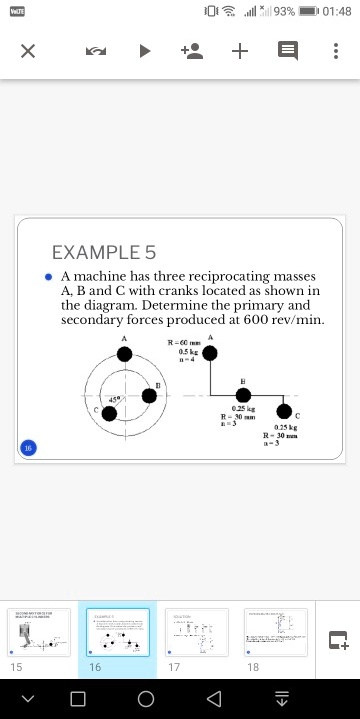 EXAMPLE 5 • A machine has three reciprocating masses A, B and C with ...