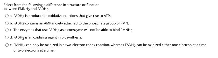 SOLVED:Select from the following difference in structure function ...