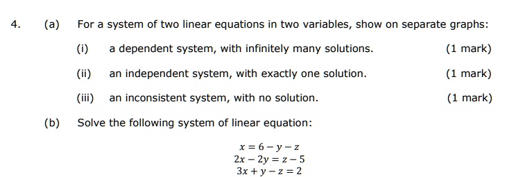 SOLVED: (a) For a system of two linear equations in two variables show ...