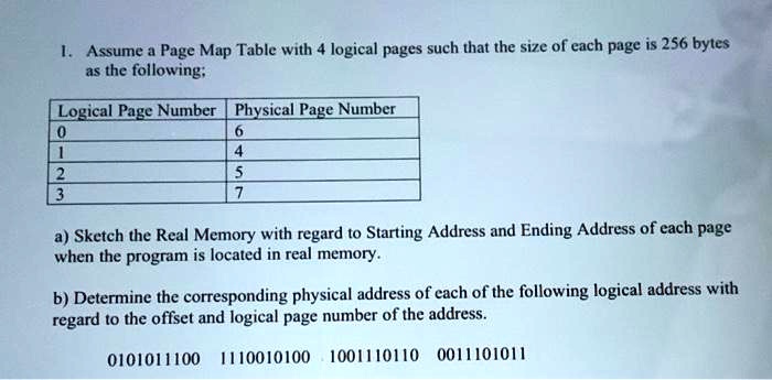 SOLVED: Text: Can you explain A) and B)? Assume Page Map Table with logical pages such that the ...