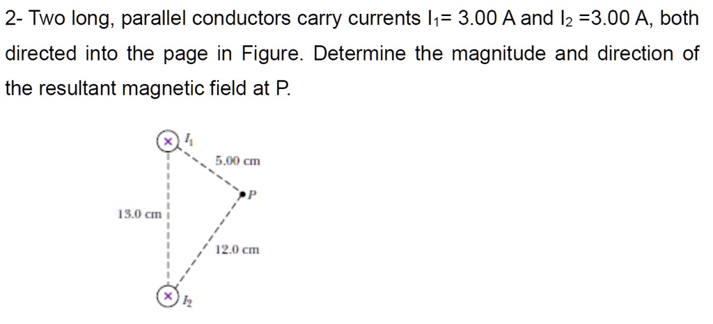 SOLVED:2- Two long; parallel conductors carry currents I+= 3.00 A and ...