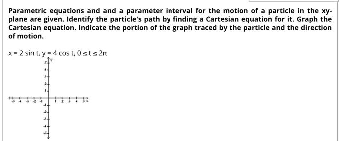 SOLVED: Texts: Parametric equations and a parameter interval for the motion of a particle in the ...