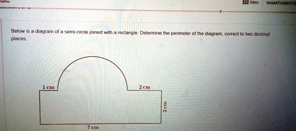 Below is a diagram of a semi-circle joined with a rectangle. Determine ...