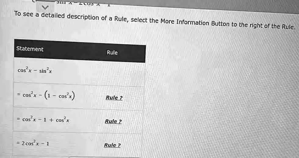 To see a detailed description of a Rule, select the More Information ...