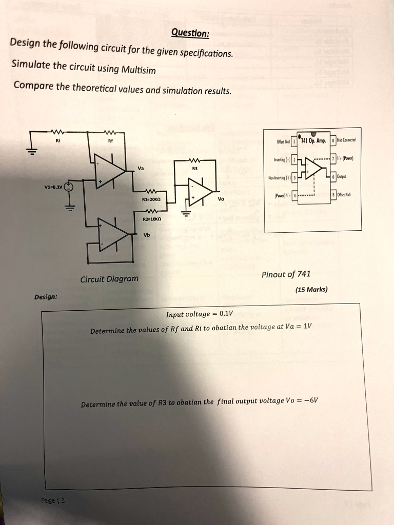 question design the following circuit for the given specifications simulate the circuit using ...