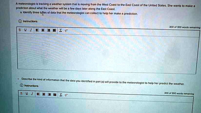 A meteorologist is tracking a weather system that is moving from the ...