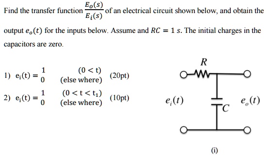 SOLVED: Find the transfer function of an electrical circuit shown below ...