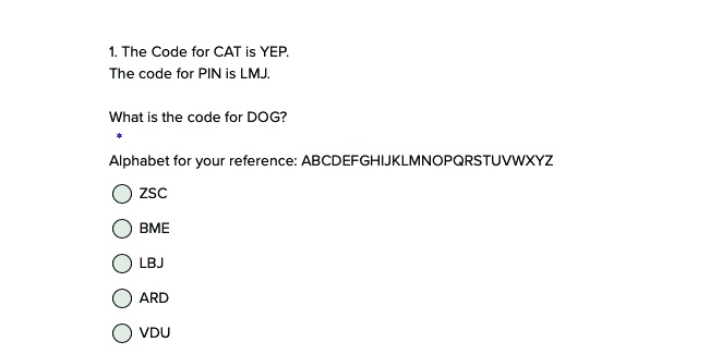 1. The Code for CAT is YEP. The code for PIN is LMJ. What is the code ...