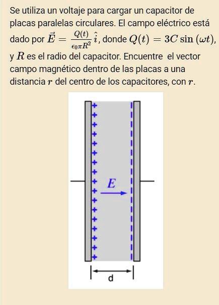 SOLVED: A voltage is used to charge a circular parallel plate capacitor ...
