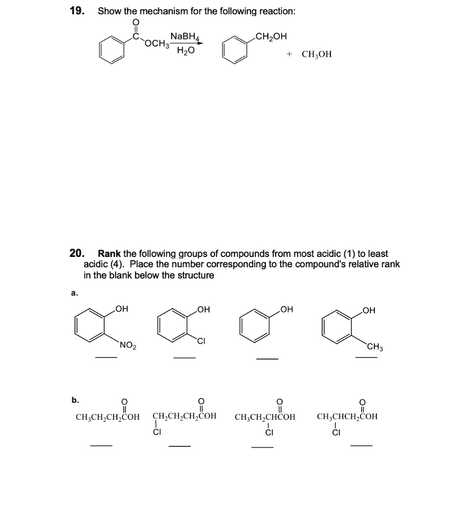 19 show the mechanism for the following reaction nabh4 och3 hzo chzoh ...
