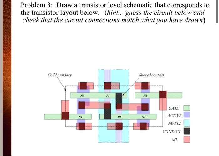 Solved Problem 3 Draw A Transistor Level Schematic That Corresponds To The Transistor Layout