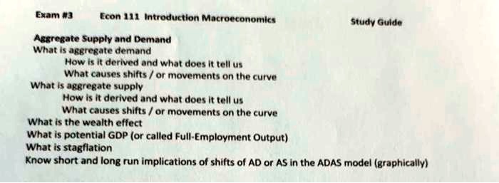 Exam #3 Econ 111 Introduction Macroeconomics Aggregate Supply and ...