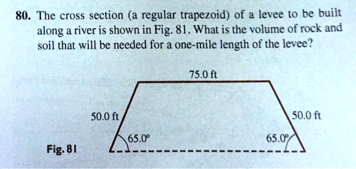 SOLVED: 80. The cross section (a regular trapezoid) of a levee t0 be ...