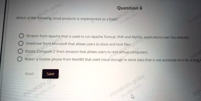 Solved Question 6 Which Of The Following Cloud Products Is Implemented As A Paas Stratos From 