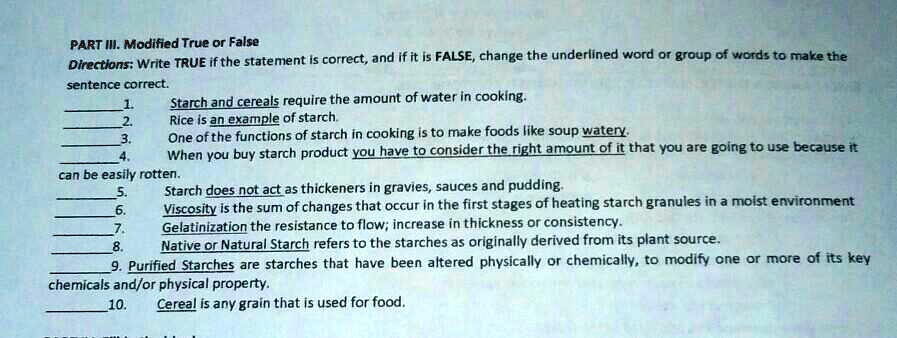 [GET ANSWER] PART III. Modified True or False Directions: Write TRUE if the statement is correct ...