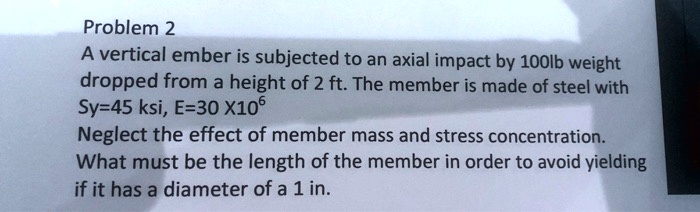SOLVED: Problem 2: A vertical member is subjected to an axial impact by ...