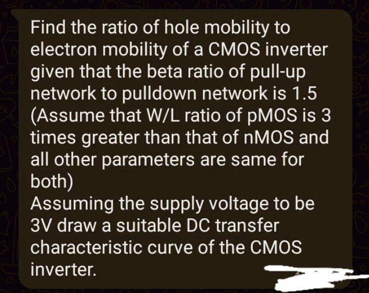 SOLVED: Find the ratio of hole mobility to electron mobility of a CMOS ...
