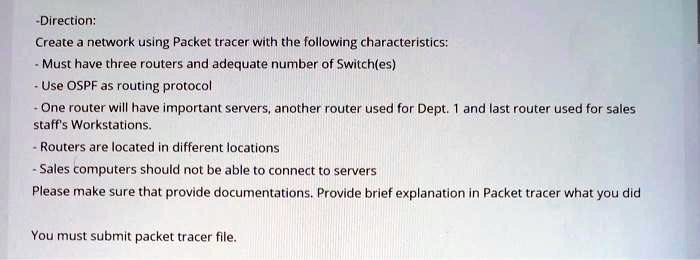 Solved Using Cisco Packet Tracer Directions Create A Network Using Packet Tracer With The 7216