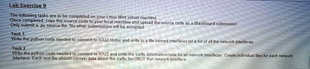 SOLVED: Lab Exercise 9 The following tasks are to be completed on your ...