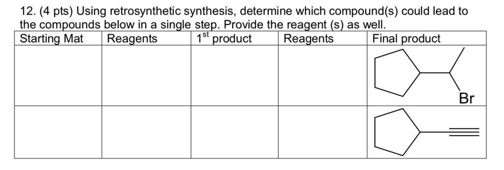 12. (4 pts) Using retrosynthetic synthesis, determine which compound(s ...