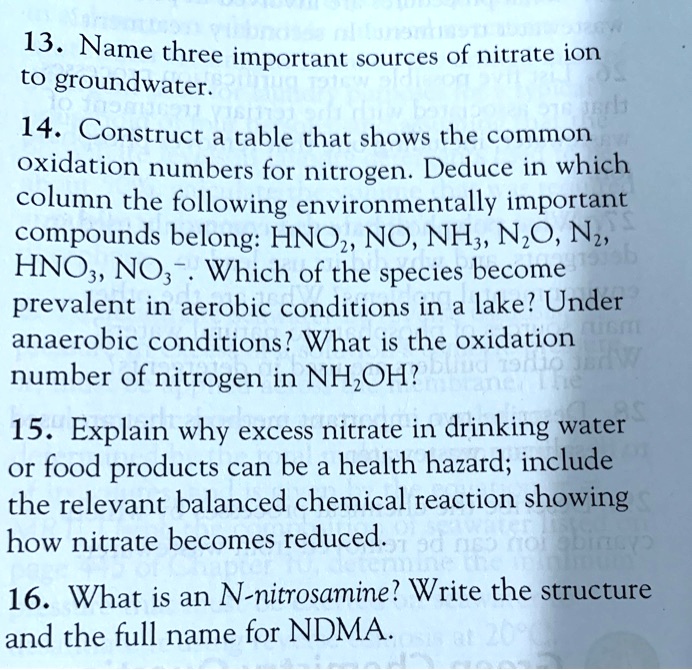13 name three important sources of nitrate ion to groundwater 14 ...