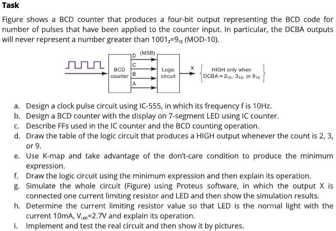 Task Figure shows a BCD counter that produces a four-bit output representing the BCD code for ...