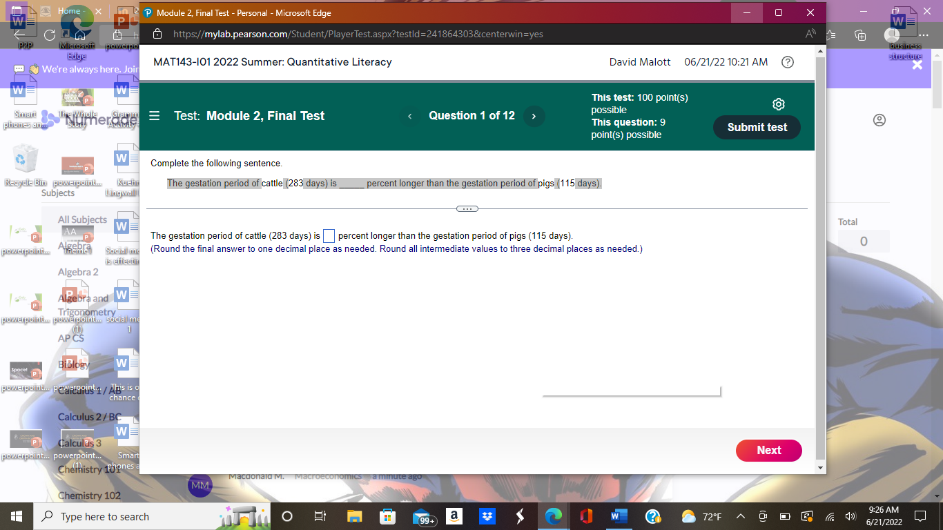the gestation period of 283 days is percent longer than the gestation ...