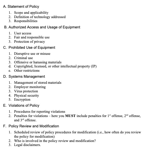SOLVED: Using this model, create an ISSP for Fair and Responsible Use ...
