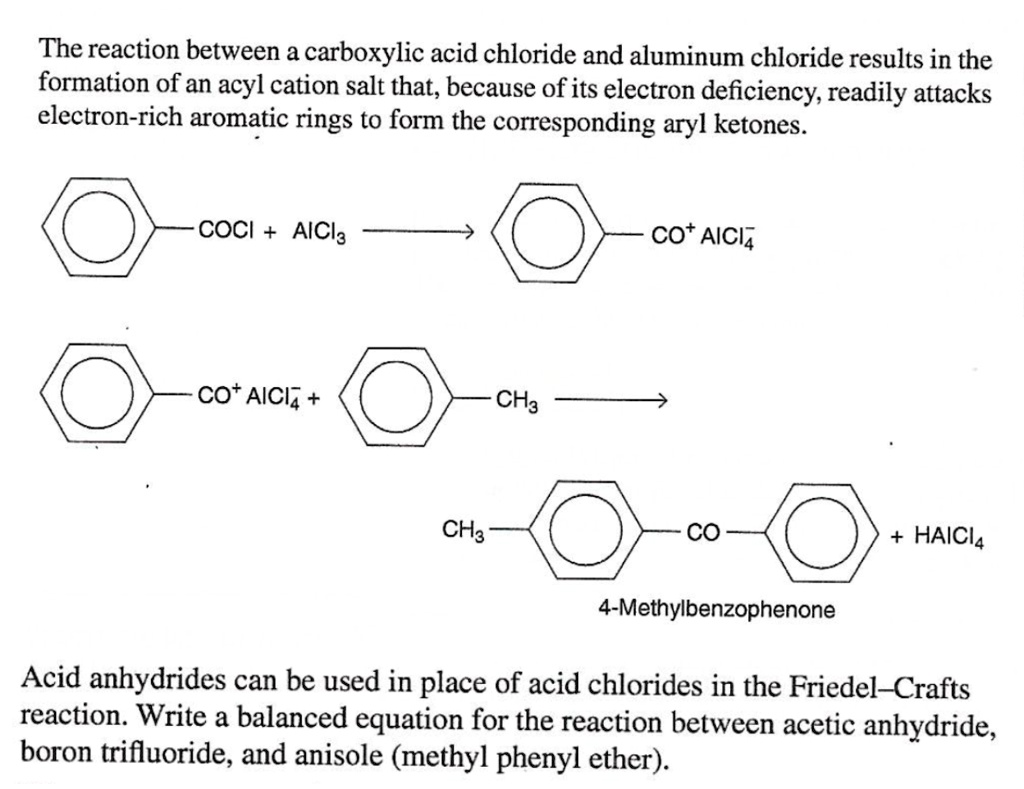 SOLVED:The reaction between & carboxylic acid chloride and aluminum chloride results in the ...