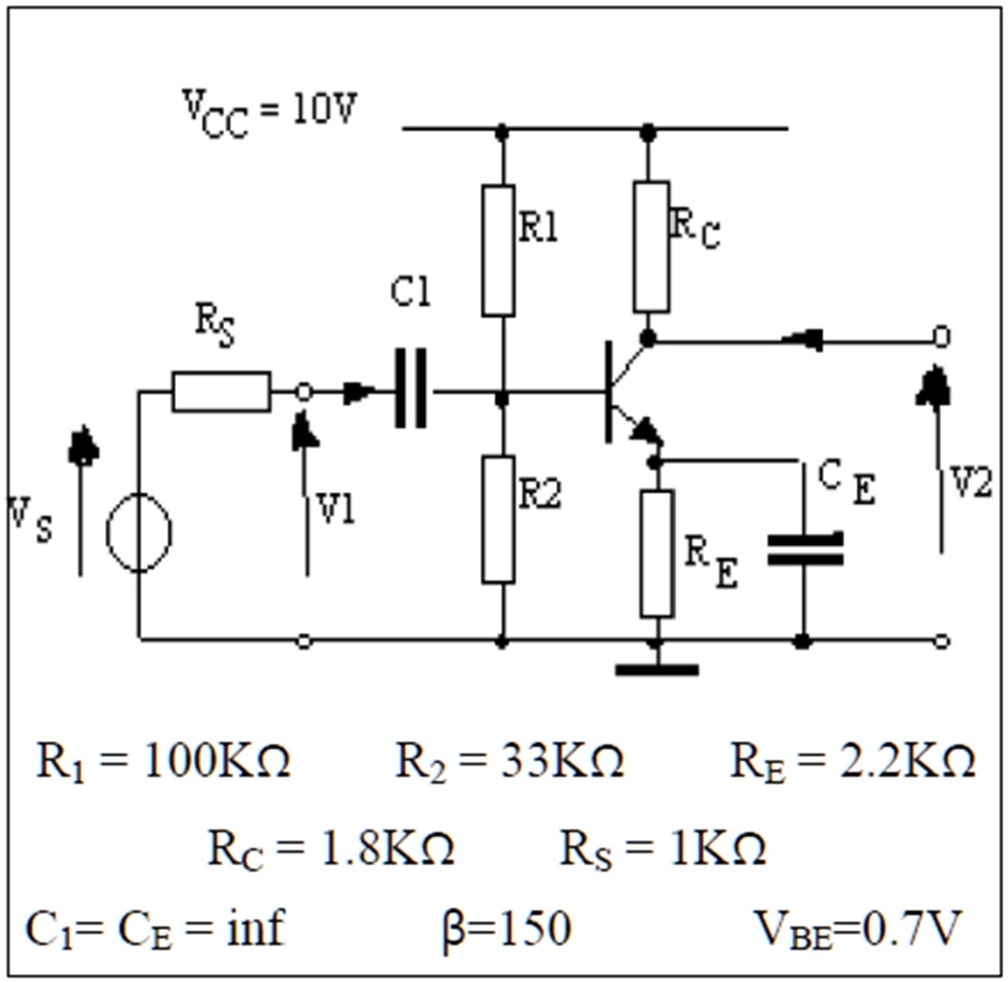 SOLVED: explain the characteristics of the amplifier circuit (Figure below) by calculating the ...