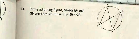 SOLVED: In the adjoining figure, chords EF and GH are parallel. Prove that EH.