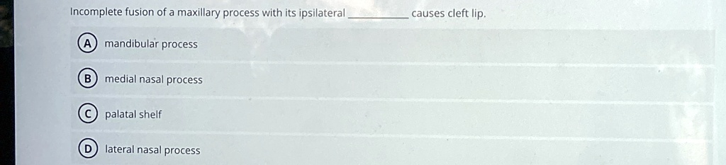 Incomplete fusion of a maxillary process with its ipsilateral causes ...