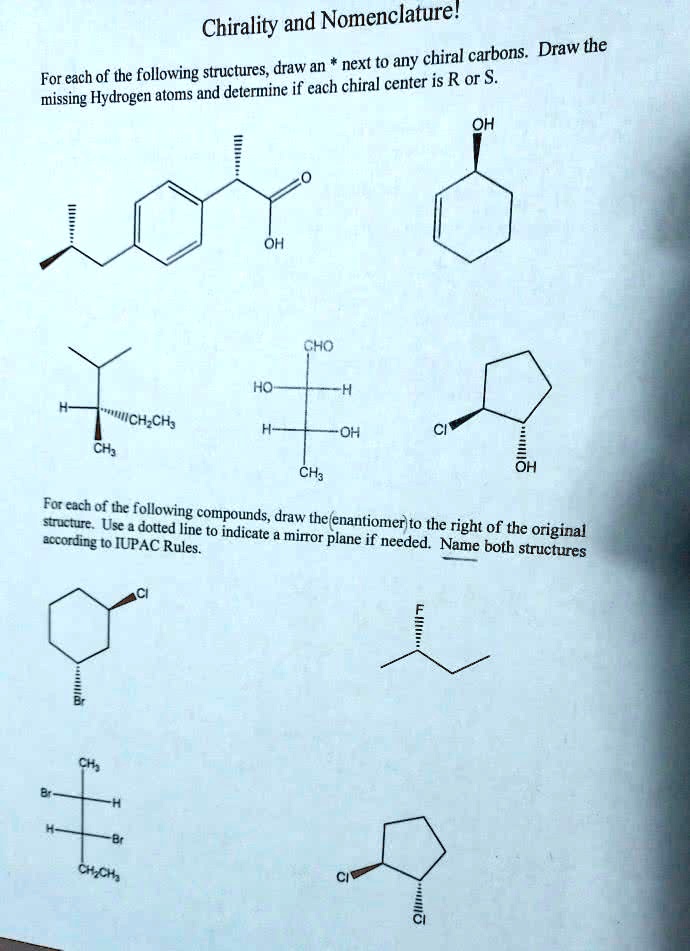 chirality and nomenclature chirality and nomenclature for each of the ...