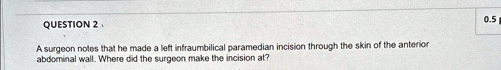 SOLVED: A surgeon notes that he made a left infraumbilical paramedian ...