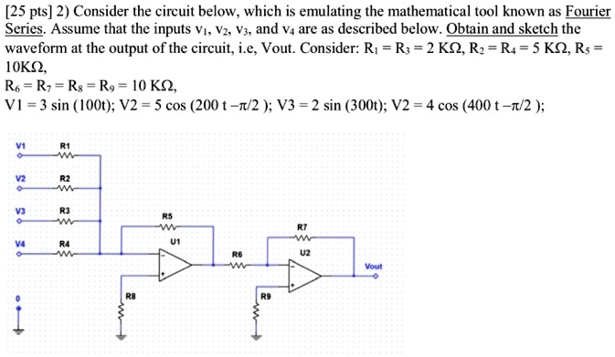 SOLVED: Consider the circuit below, which is emulating the mathematical tool known as Fourier ...