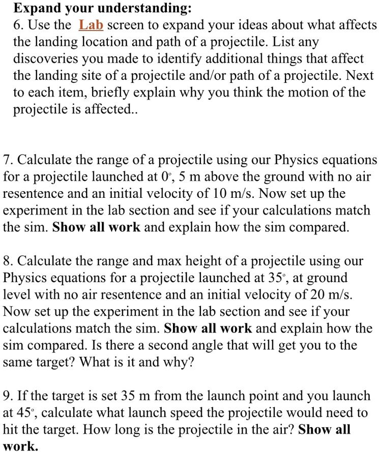 SOLVED: 'Expand your understanding: 6. Use the Lab screen to expand your ideas about what ...