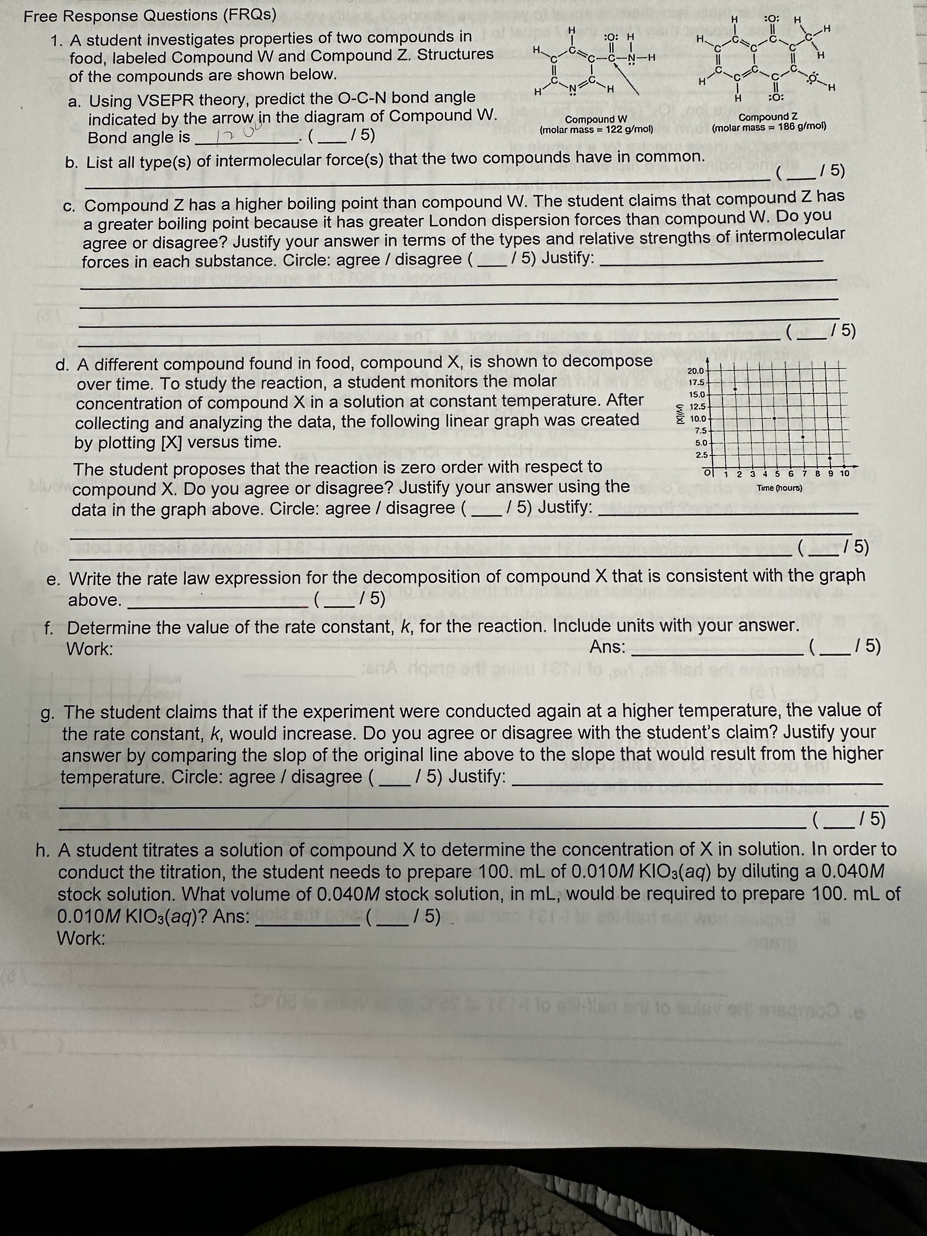 Free Response Questions (FRQs) 1. A student investigates properties of ...
