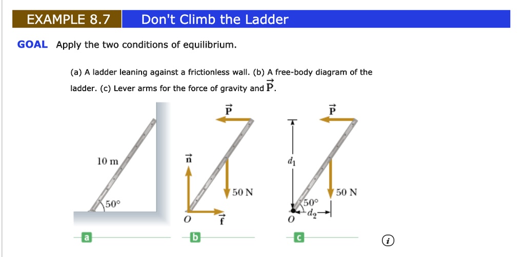 SOLVED: EXAMPLE 8.7 Don't Climb the Ladder GOAL Apply the two ...