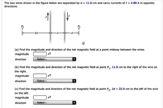 the two wires shown in the figure below are separated by d i10 cm and ...