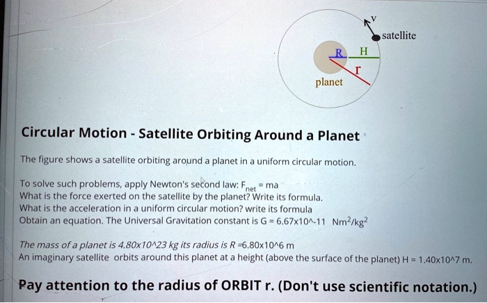 Solved Satellite Planet Circular Motion Satellite Orbiting Around A