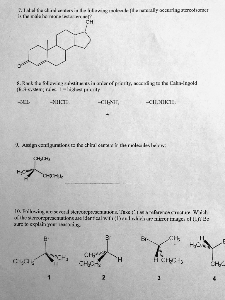 SOLVED: 7. Label the chiral centers in the following molecule (the ...