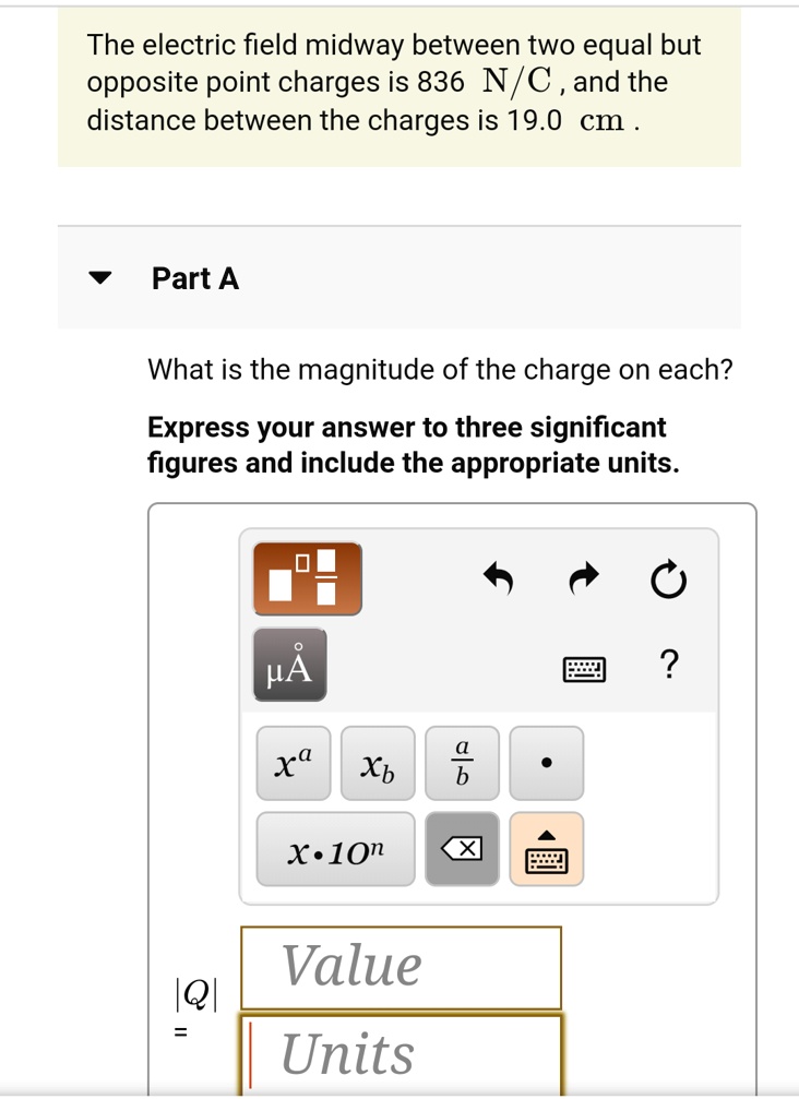 the electric field midway between two equal but opposite point charges is 836 nc and the ...