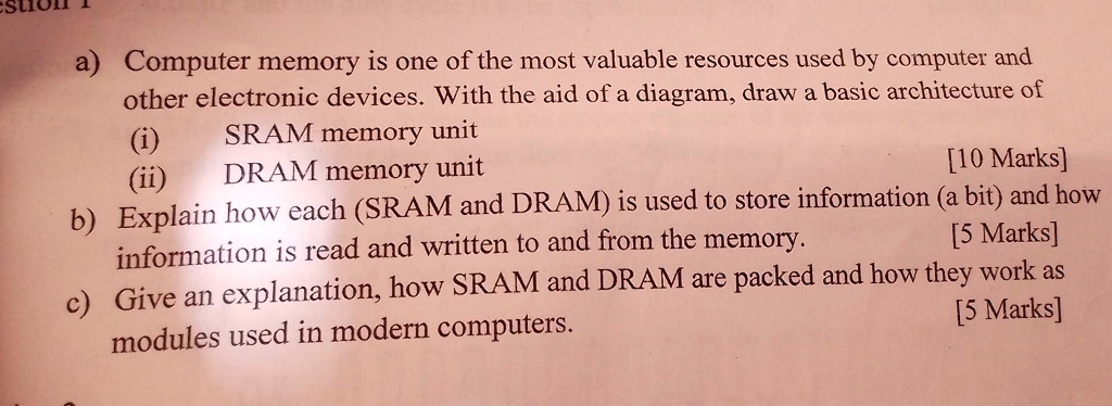 a) Computer memory is one of the most valuable resources used by ...