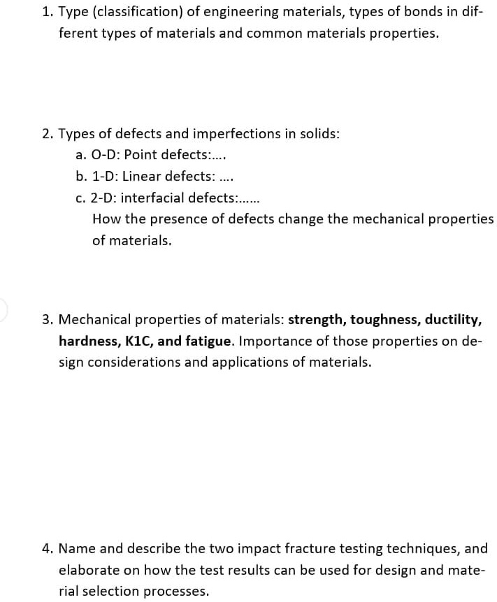 1. Type (classification) of engineering materials, types of bonds in ...