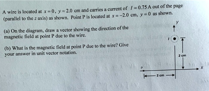 SOLVED: A wire is located at x=0,y=2.0 cm and carries a current of I=0 ...