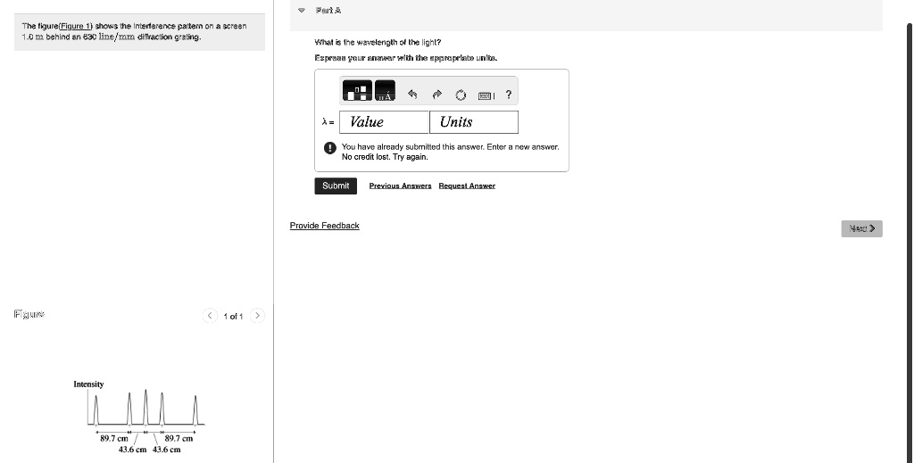 The figure (Figure 1) shows the Interference pattern on a screen 1.0 m behind a 30 line/m ...