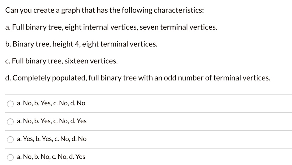 SOLVED:Can you create a graph that has the following characteristics: a ...
